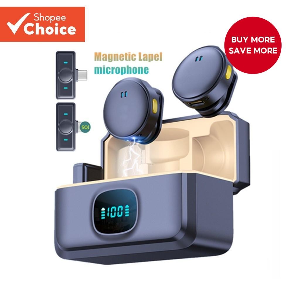Q8 Magnetic Clip Wireless Microphone Noise Cancel Mini Mic for iPhone ...