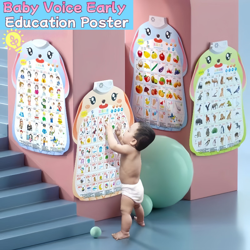 Learning Audio Wall Chart Poster ABC Alphabet Number Baby Wall Paintings Musical Toy Pendidikan ...