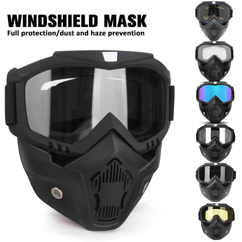 Motorcycle Goggles Removable Mask Windproof Half Face Helmet Riding ...