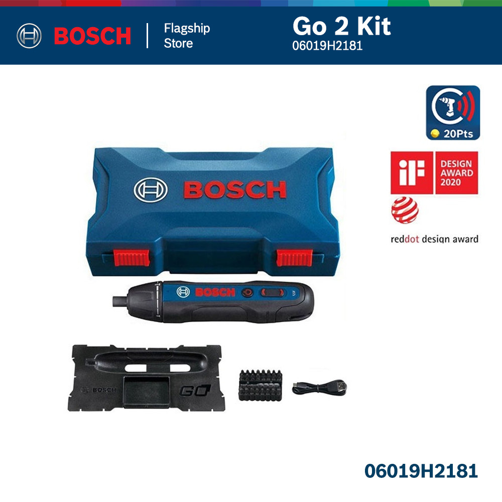 BOSCH Go 2 Kit Smart Screwdrivers + 33pcs Accessories Kit - 06019H2181 ...