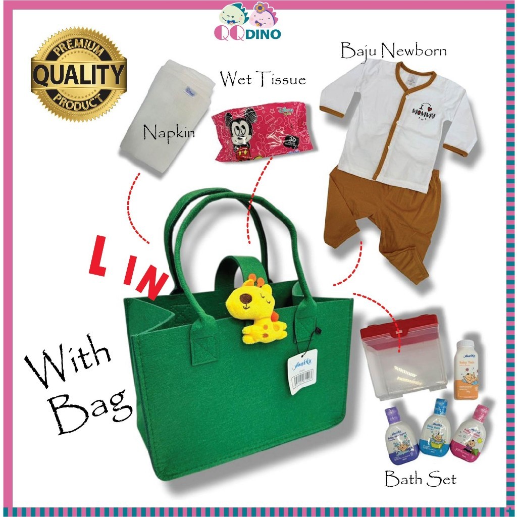 COMBO NEWBORN BABY set Baju Bayi Baru Bersalin Napkin Putih Beg Baju ...