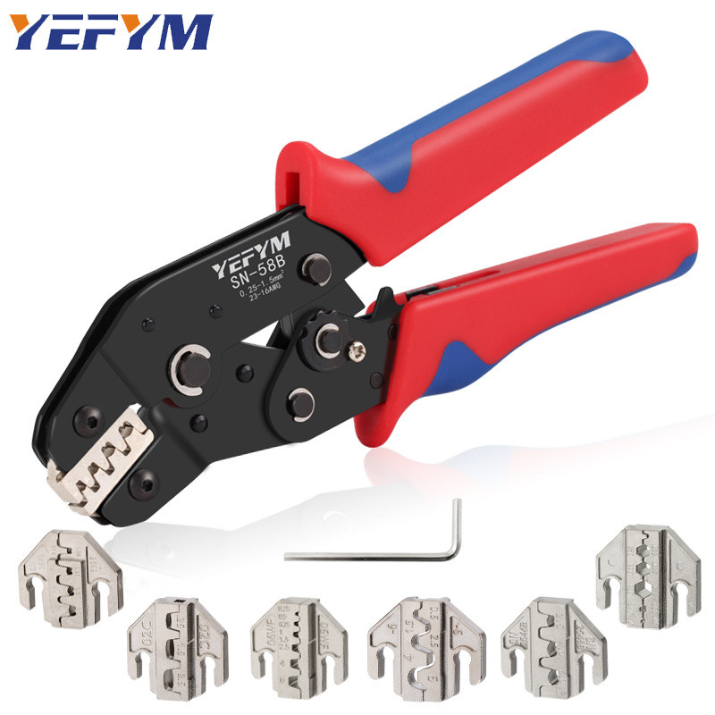 Ratcheting Crimping Tool Set 8 PCS with Changeable Jaws for Dupont JST MOLEX - Open Barrel ...