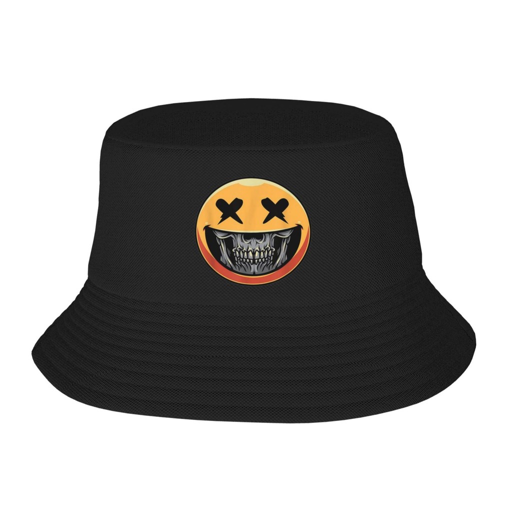 Scary Halloween Smiley Face Emoji Skull Gift Fisherman's Hat Bucket Hat ...