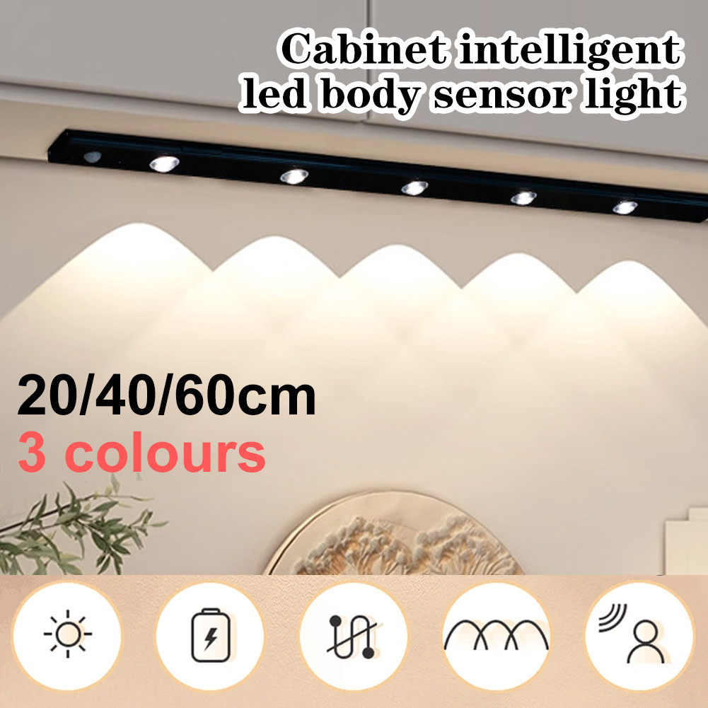 Motion Sensor Led Cabinet Light Strip 20 to 60cm 3 Colors Type-C ...