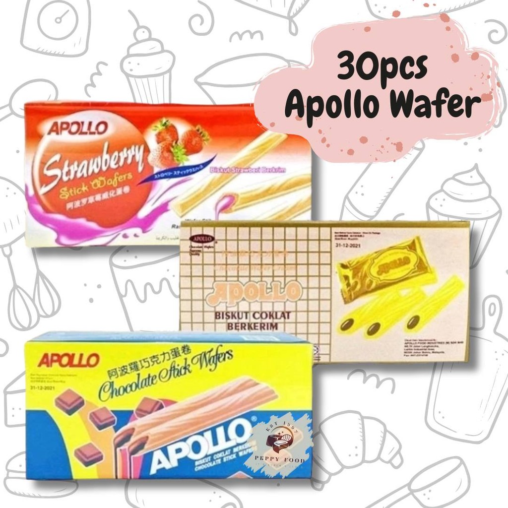 30pcs x 11g Apollo Chocolate Wafer Stick Wafers / Chocolate Wafer Cream 1012 / 1044 | Shopee ...