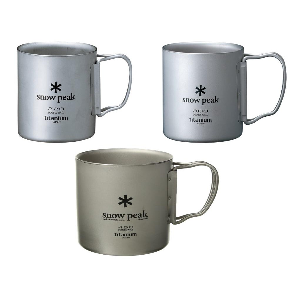 Snow Peak Titanium Double Mug 220 [Capacity 220ml] Folding Handle MG-051FHR ,220ml,220ml (× 4 ...