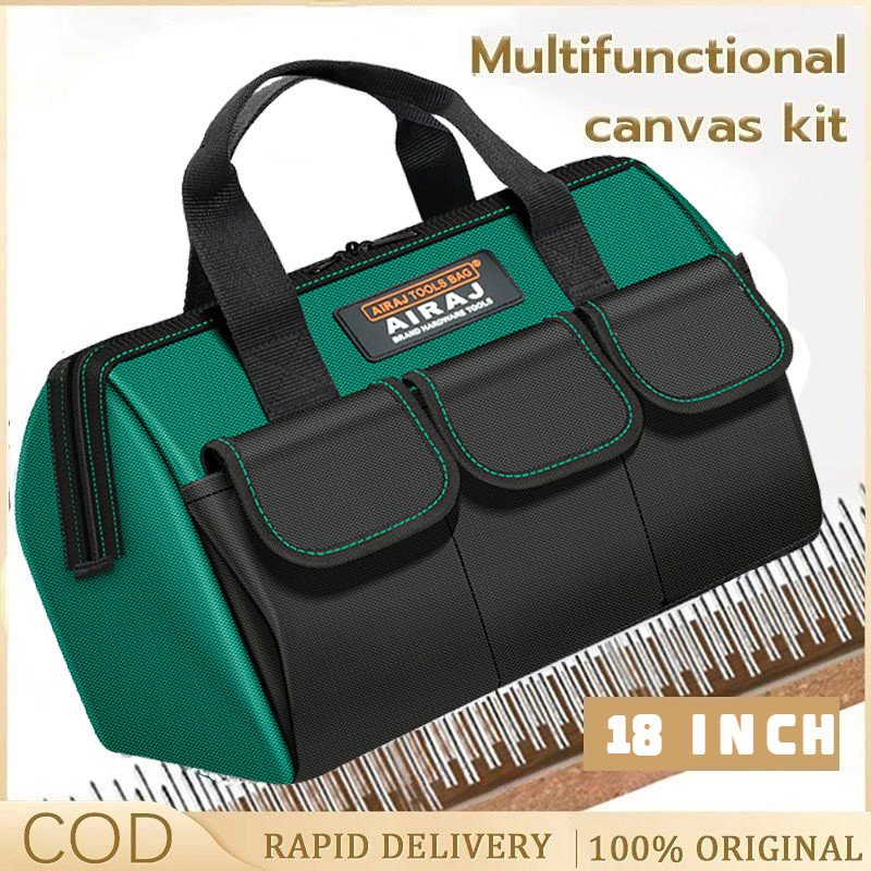 AIRAJ 18" Electrician Tool Bag W/Reflective Strip Oxford Cloth Wear ...