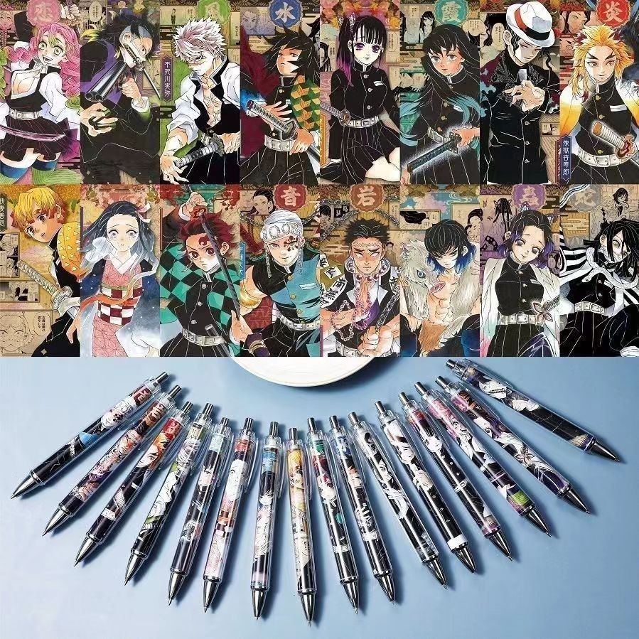 Demon Slayer Pen Neutral Pen Press Automatic Pencil Anime Student Black ...