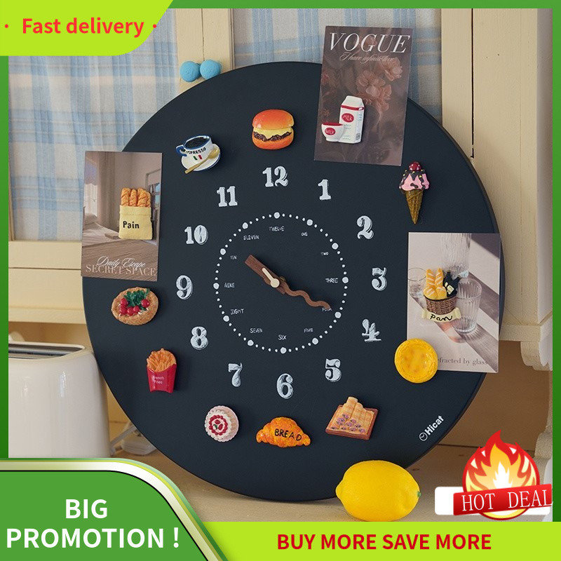 Retro Blackboard Wall Clock Magnet Pastoral DIY Magnetic Wall Hanging ...