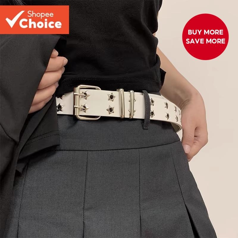 Y2K Punk Women's Belt - Double-Breasted & Hip-Hop Adjustable Rivet ...