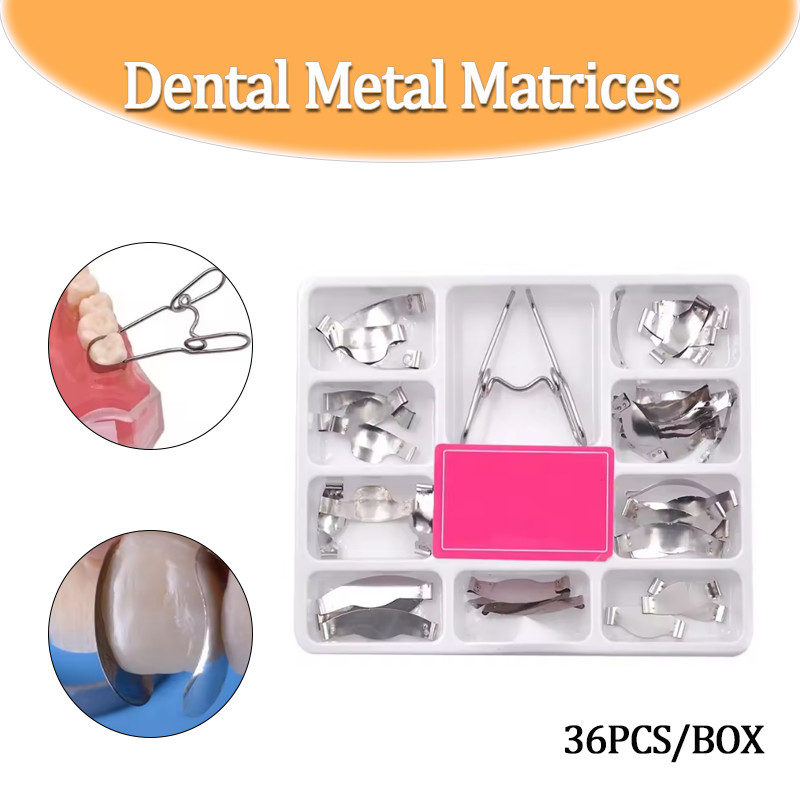 36PCS Dental Matrix Sectional Contoured Metal Matrices Saddle Contoured ...