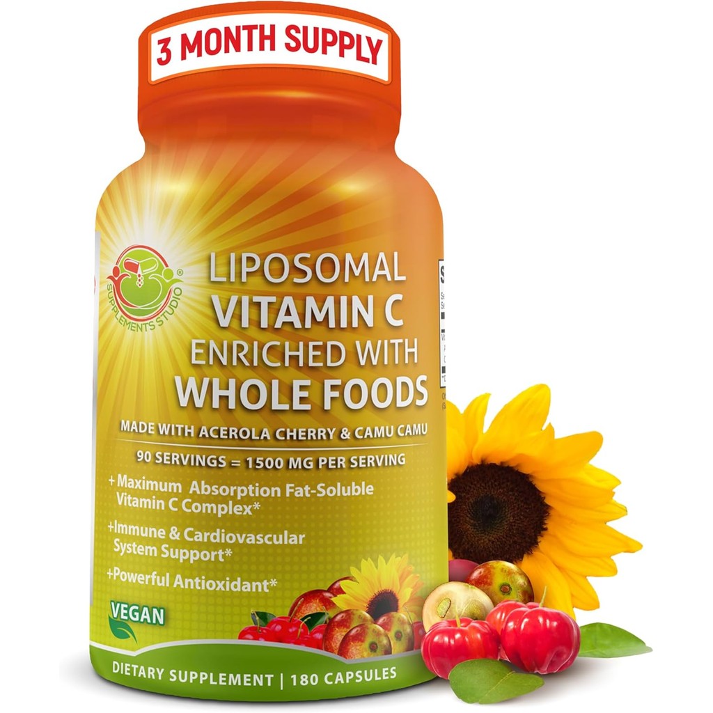 Liposomal Vitamin C Capsules - 1500mg - Made with Organic Acerola ...