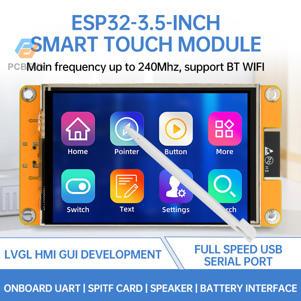 Pcbfun Esp32 Wifi Bt Module Development Board 3 5 Inch St7796u Drive 320 480 Resolution Tft