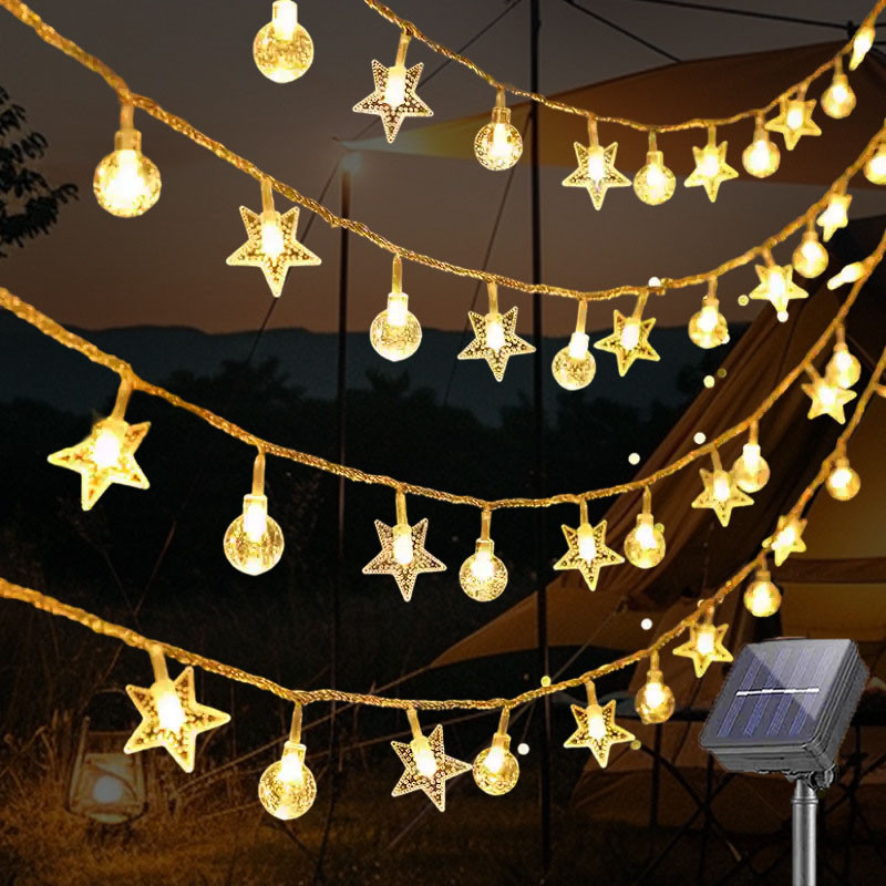 8 Modes LED Solar Crystal Balls Star Light Lamp Bubble Solar Fairy ...