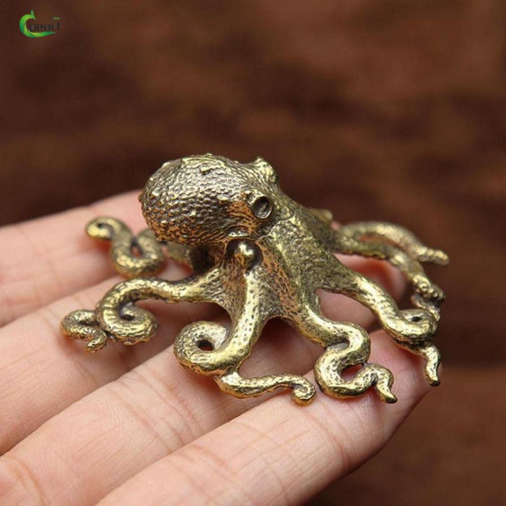 PEARL Octopus Ornament, Long Mouth Small Octopus Statue, Solid Copper ...