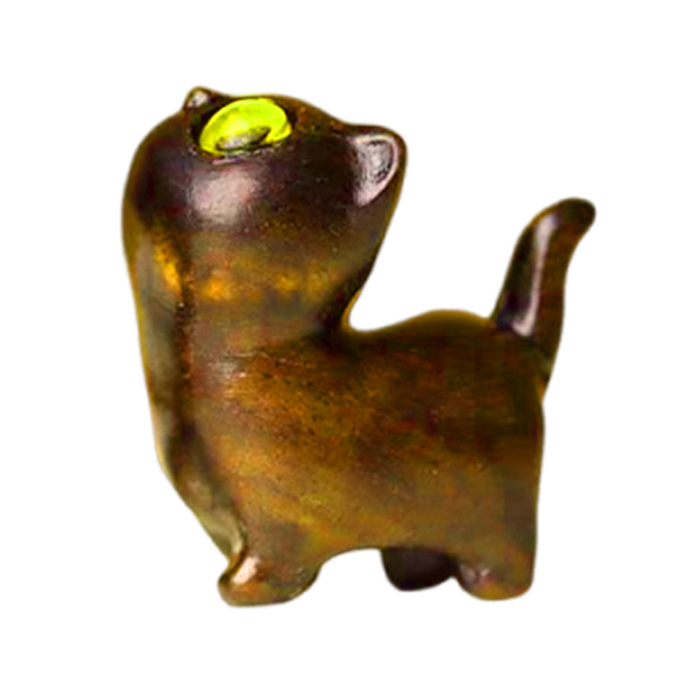 Miniature Slanted Head Cat Figurine Handmade Cute Wooden Lucky Cat Home ...