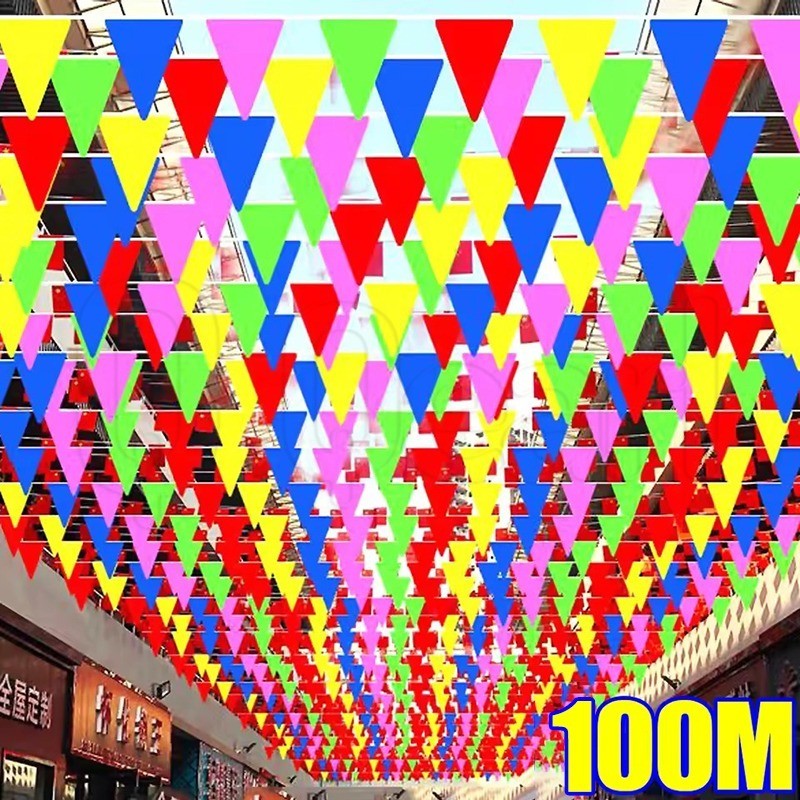 80/100M 150Pcs Colored Polyester Triangle Flag - DIY Colorful String ...