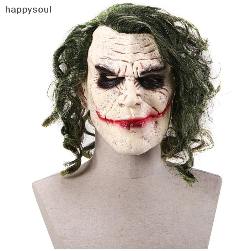 MY Halloween Joker mask Cosplay Horror Scary Clown Mask with Green Hair ...