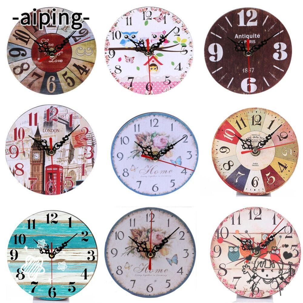 AIPING1 Clock, Covered by Paper Round Shape Wall Clock, Vintage Home ...