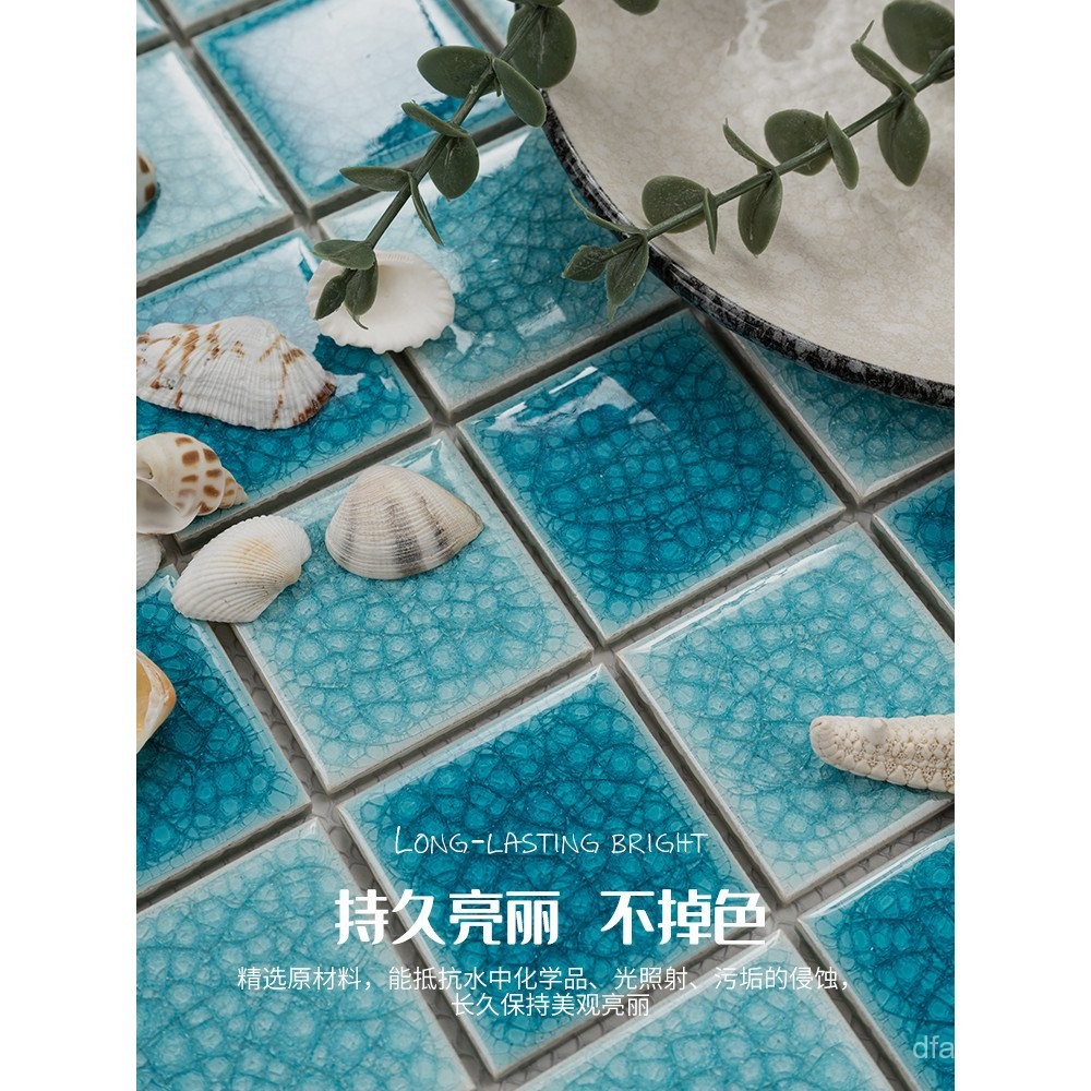 Kolam Renang Seramik Mediterranean Biru Jubin Mozek Pelekat Kaca Kolam ...