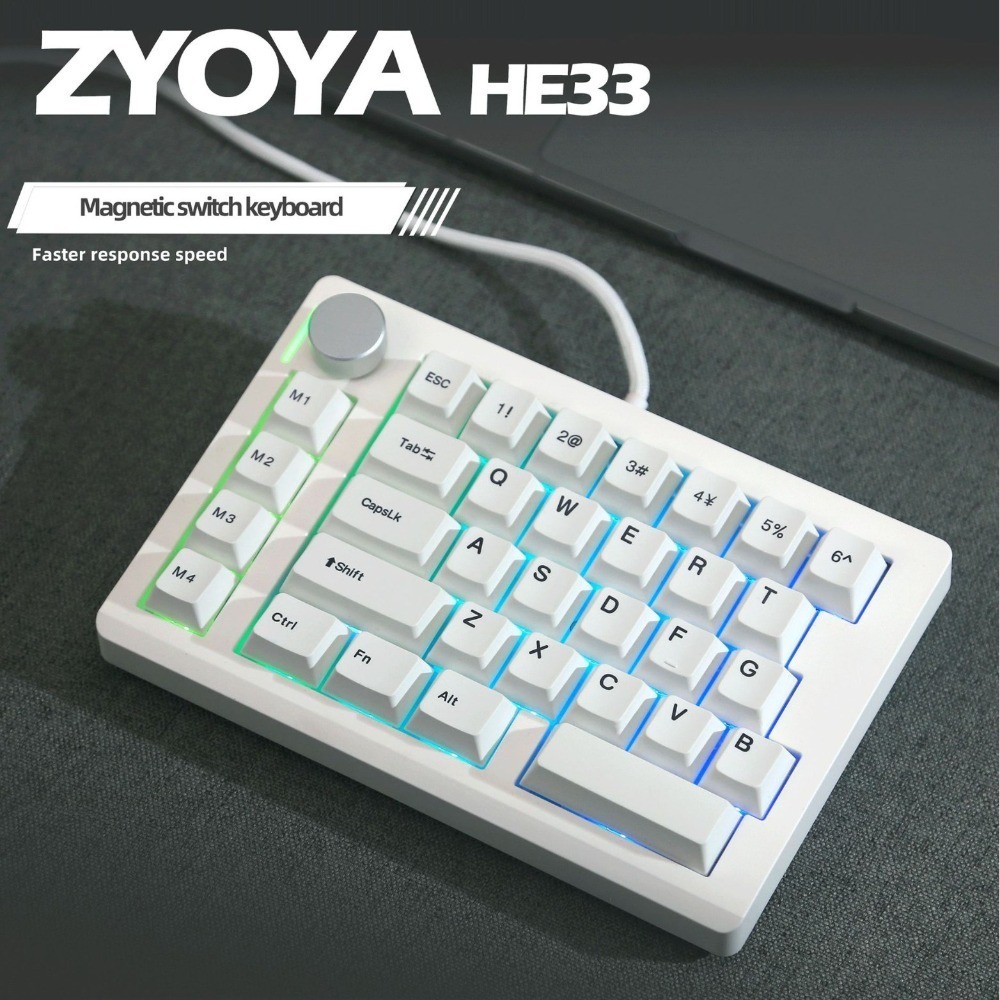 ZYOYA HE33 One-handed Magnetic Keyboard E-sports 8K Polling Rate RGB Quickly Trigger Emergency ...