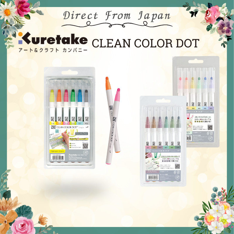 Kuretake ZIG Clean Color Dot Marker – Single Tip Dot Pen for Journaling ...
