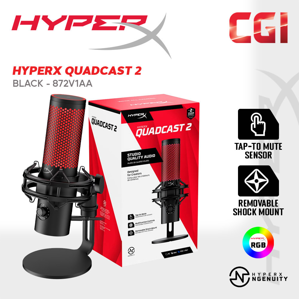 HyperX Quadcast 2 Hi-Res Studio Shock Mount USB Gaming Microphone ...