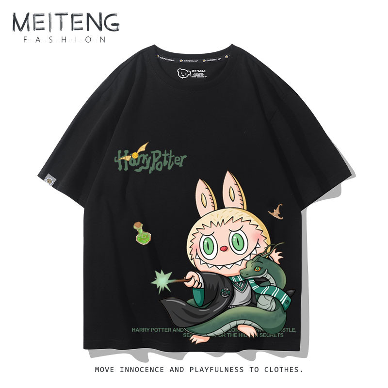 Labubu Joint Harry Potter Cartoon 100% Premium Cotton Peripheral Short ...