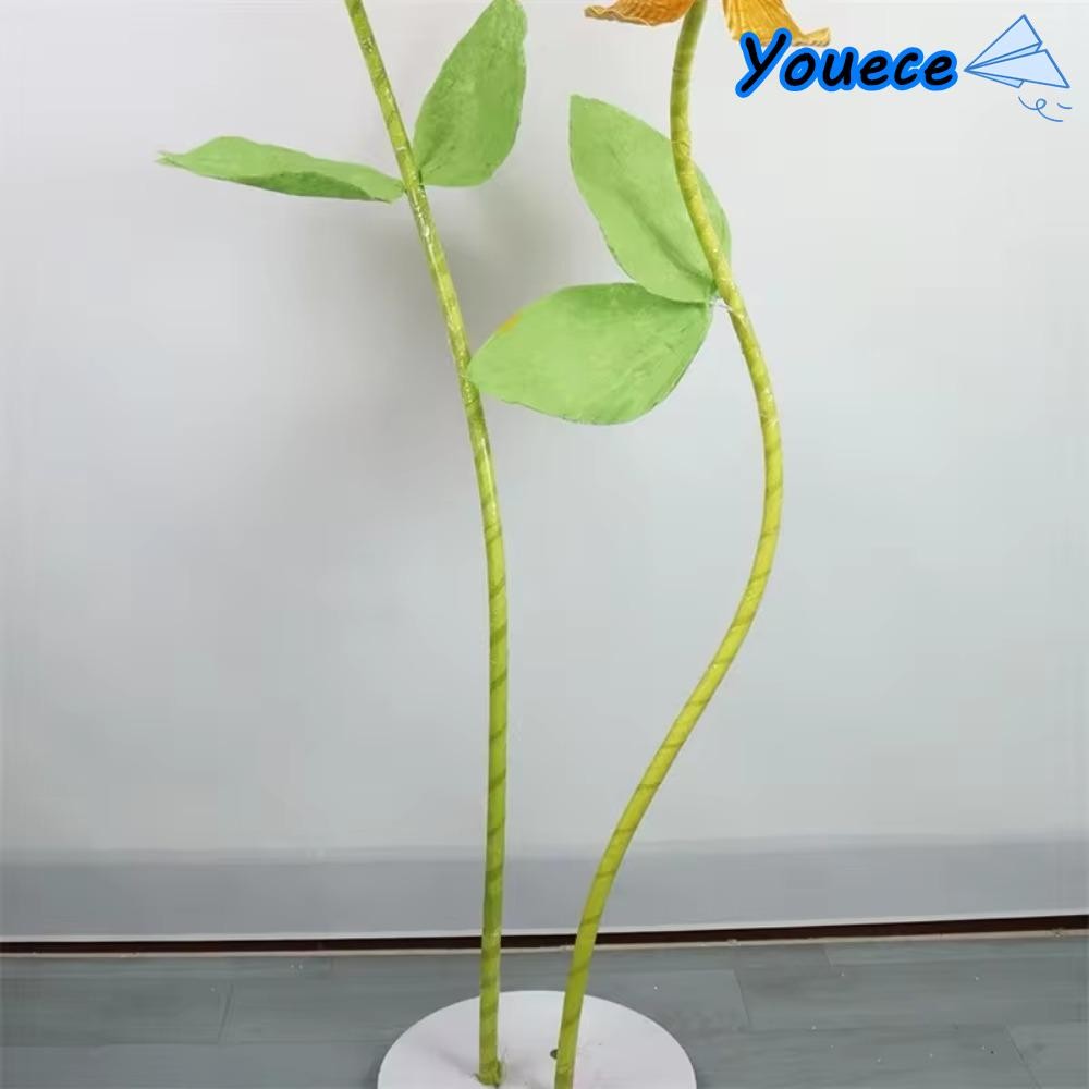 YOUECE Artificial Flower Stand Pole, Simulation PVC Green Leaves Flower ...