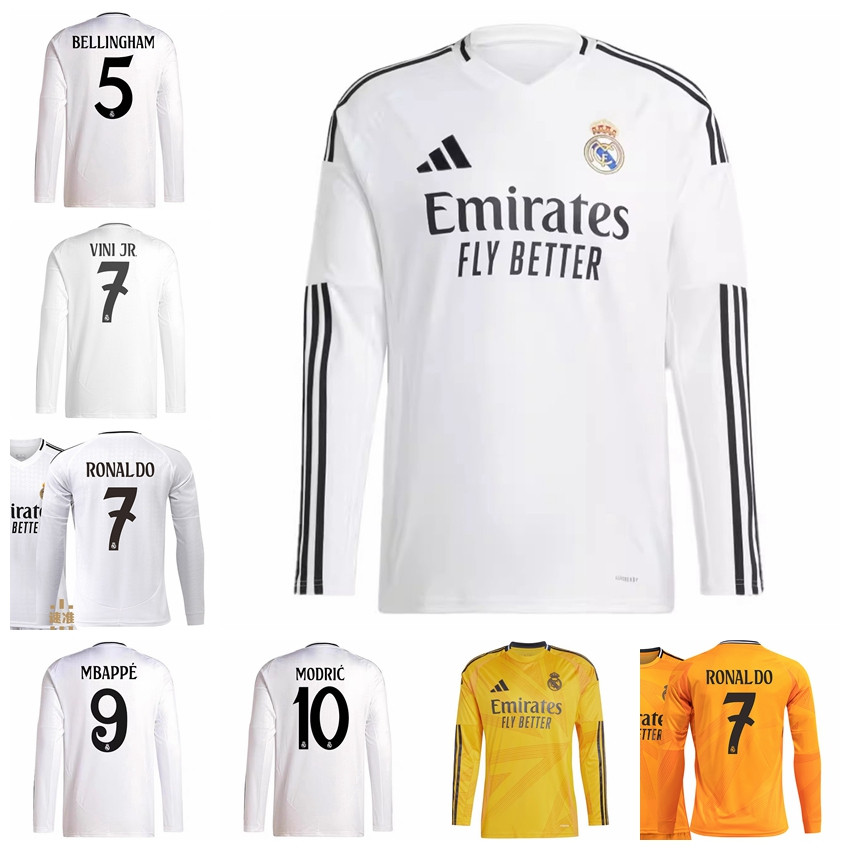 2024-25 Season Real Madrid Home Away Long Sleeve Football Jersey ...