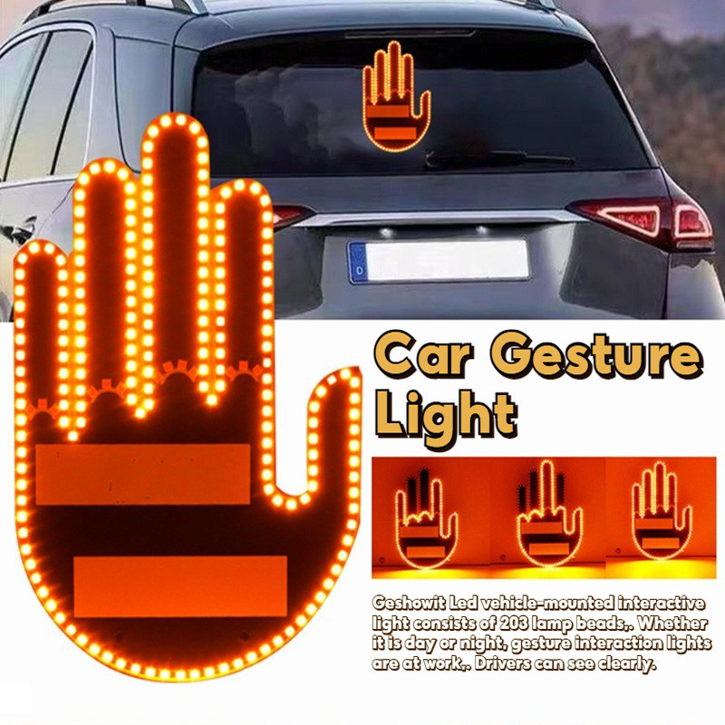 Car Finger Gesture Light With Remote Control Middle Finger Led Light ...