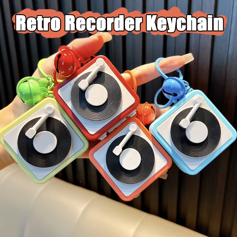 Mini Retro Recorder Keychain Can Play and Record Creative Fun Music Box ...