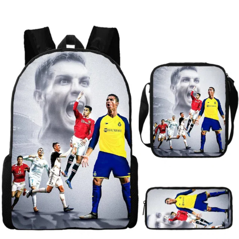3 Pieces/Set Cristiano Ronaldo Kids School Bag Shoulder Bag Pencil Case ...