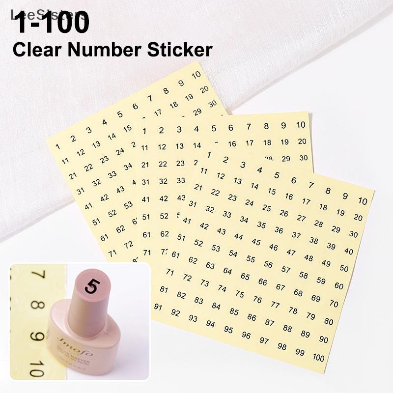 LeeSisters 3Sheets 1-100 Clear Number Sticker Label For Nail Polish ...