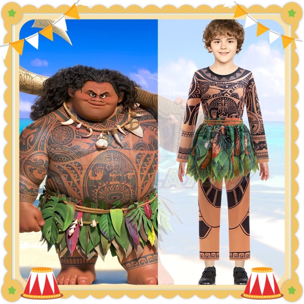 hiCosplayDy Kids Moana Maui Costume Set Cosplay Halloween Carnival ...