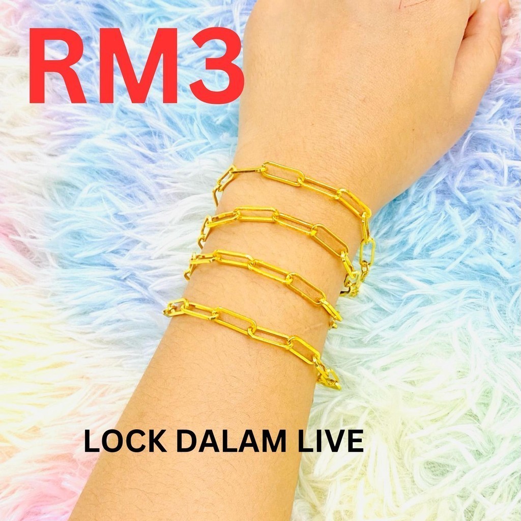 JK EMAS KOREA/BANGKOK SADUR 24K RANTAI TANGAN LOVE( LOCK DALAM LIVE ...