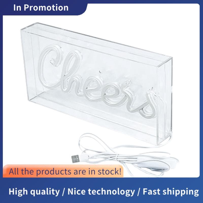 Cheers Neon Sign USB LED Sign Desk Lightbox Cheers Neon Bar Sign 3D ...