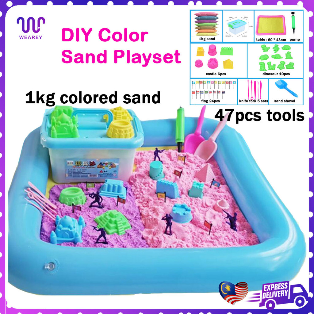MYTHE Kinetic DIY SAND Play Set Kids Children Play Toy 1KG SAND + 47 ...