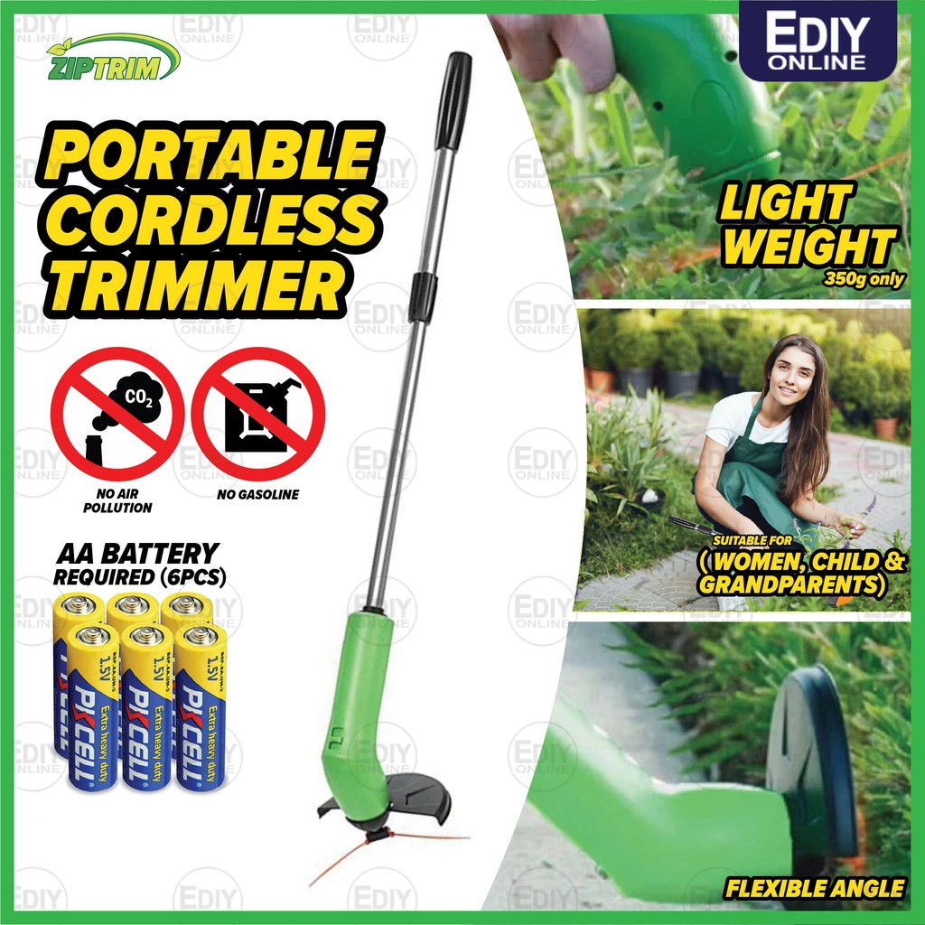 Zip Trim Cordless Grass Shrub Plant Trimmer Cutter Lawn Mower Mesin ...