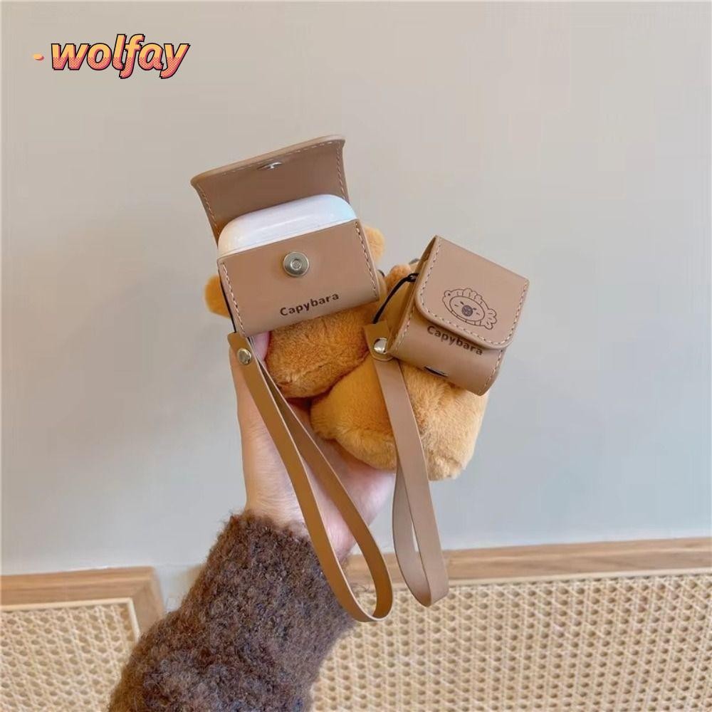 WOLFAY Earphone Bag, Capybara Plush Bluetooth Earbuds , with Lanyard ...