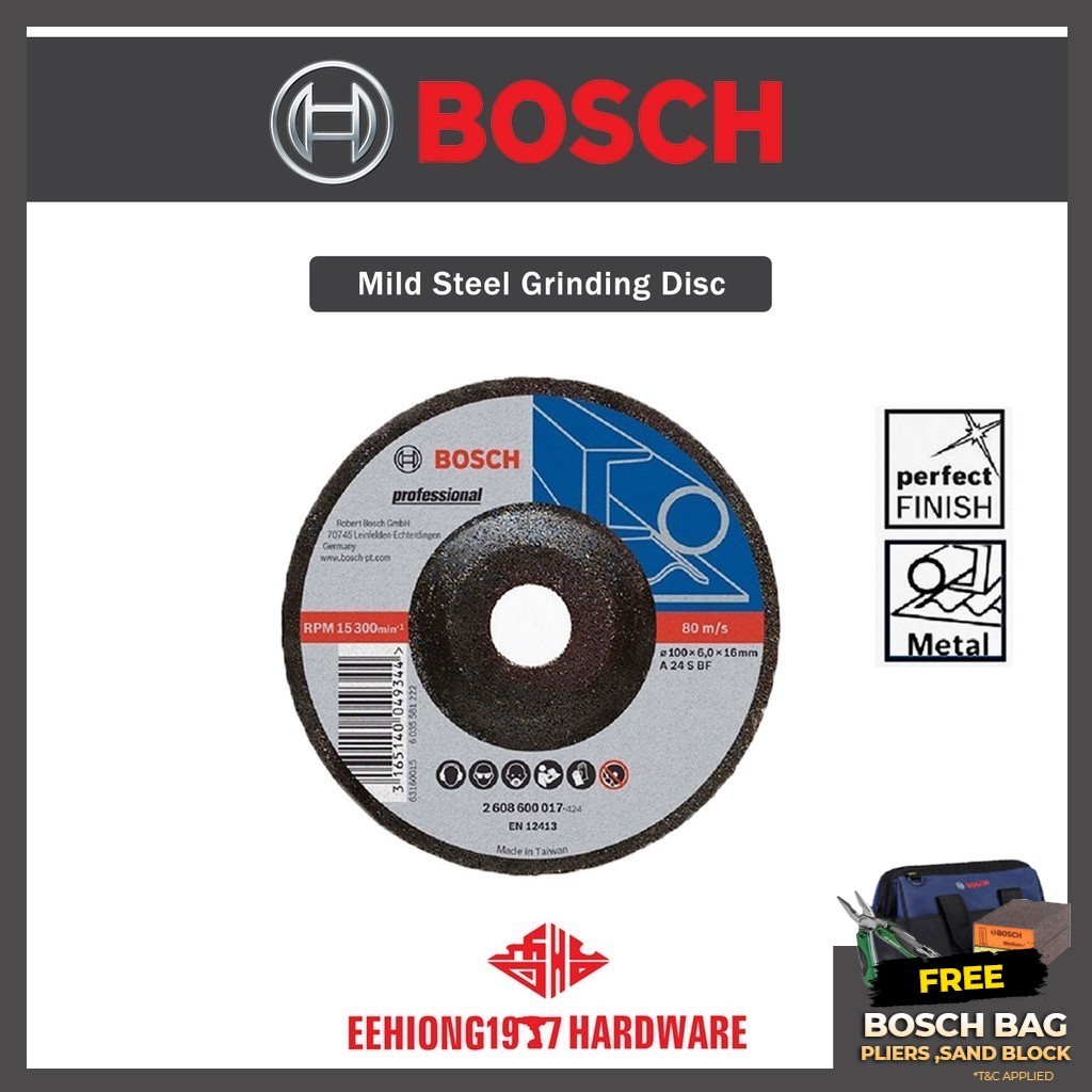 BOSCH 2608600017 4 Inch Mild Steel Grinding Disc Cakera Pengisaran ...