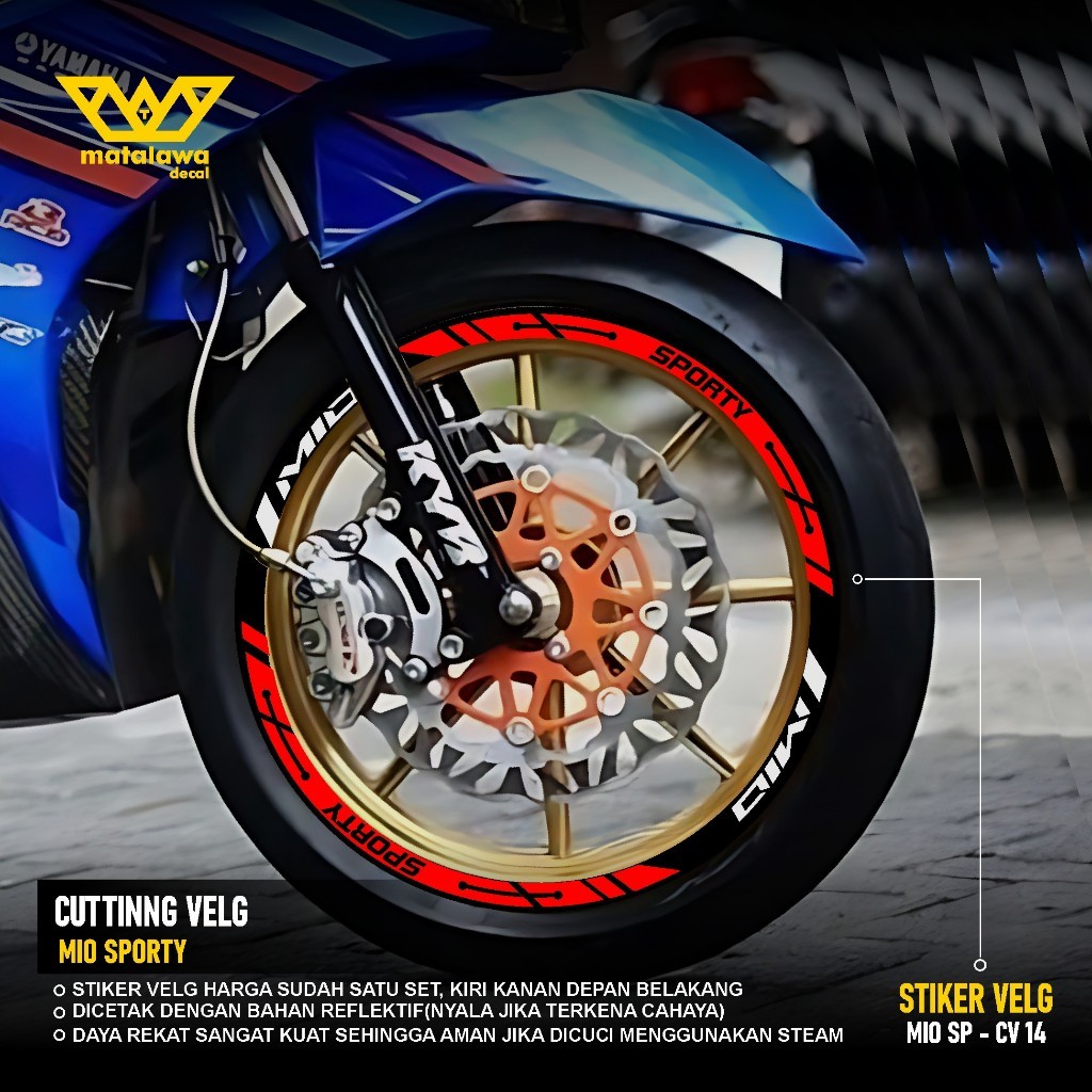 Yamaha Mio Sporty Wheel Sticker Rim Cutting Stickers 2003 2004 2005 ...