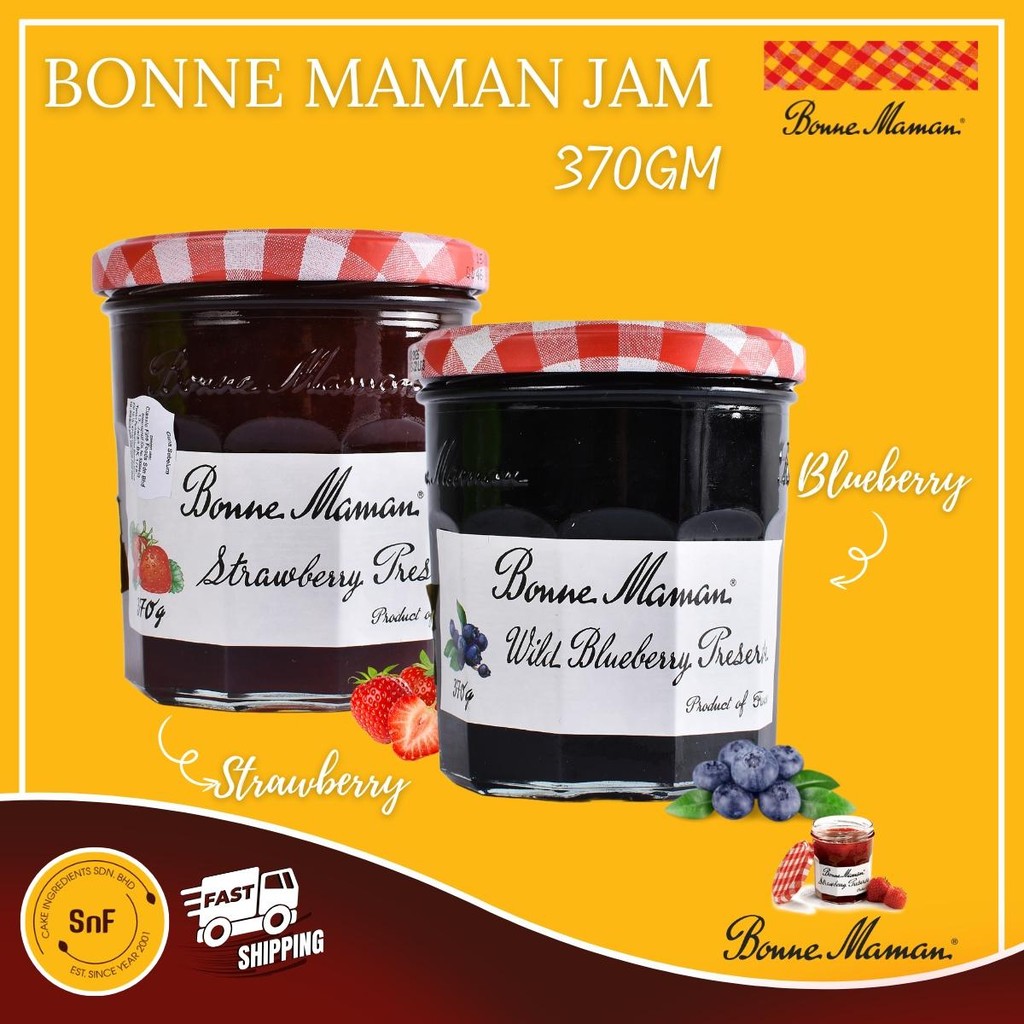 370GM Bonne Maman Fruit Jam Jem Buah Blueberry Strawberry Breakfast ...