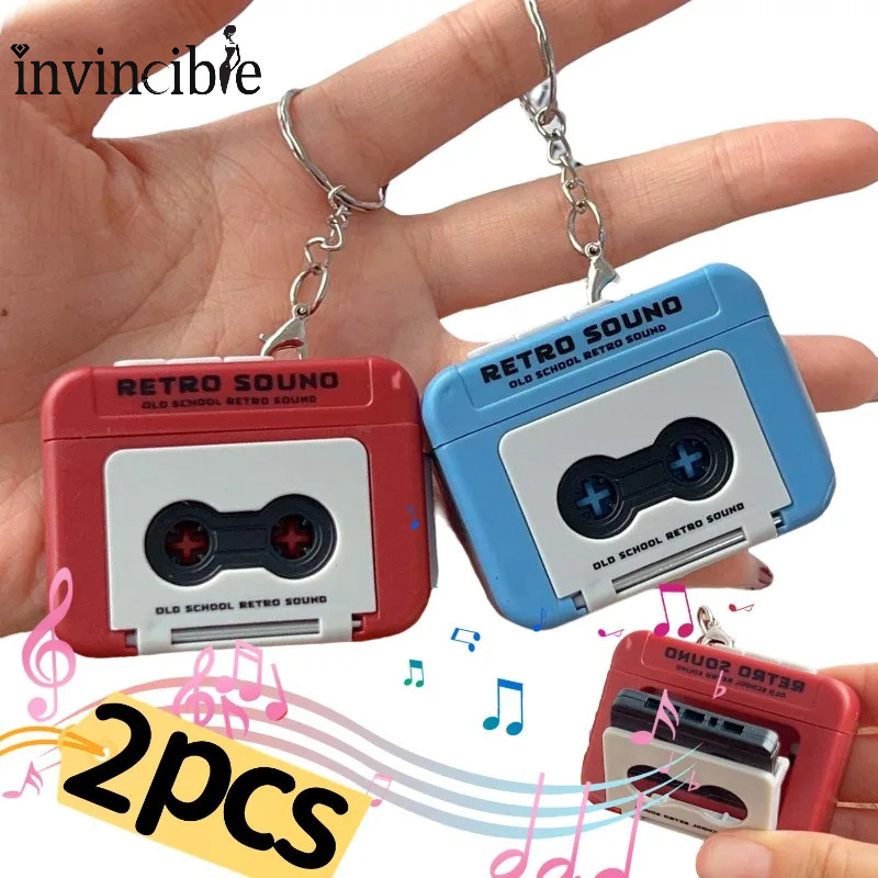 Retro Tape Recorder Keychain Small Box Recorder Music Player Friends ...