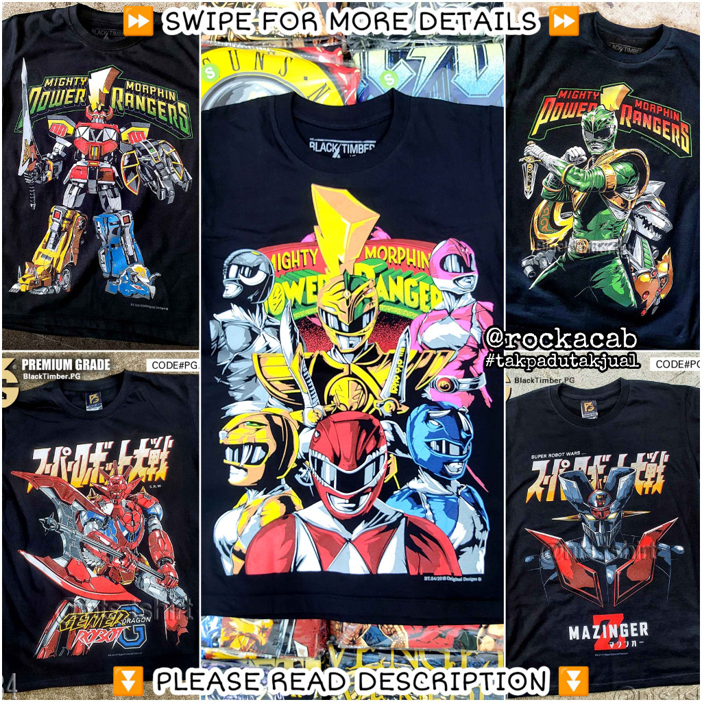 Power Rangers Mazinger Getter Baju Mecha Robot Anime Game Tshirt ...