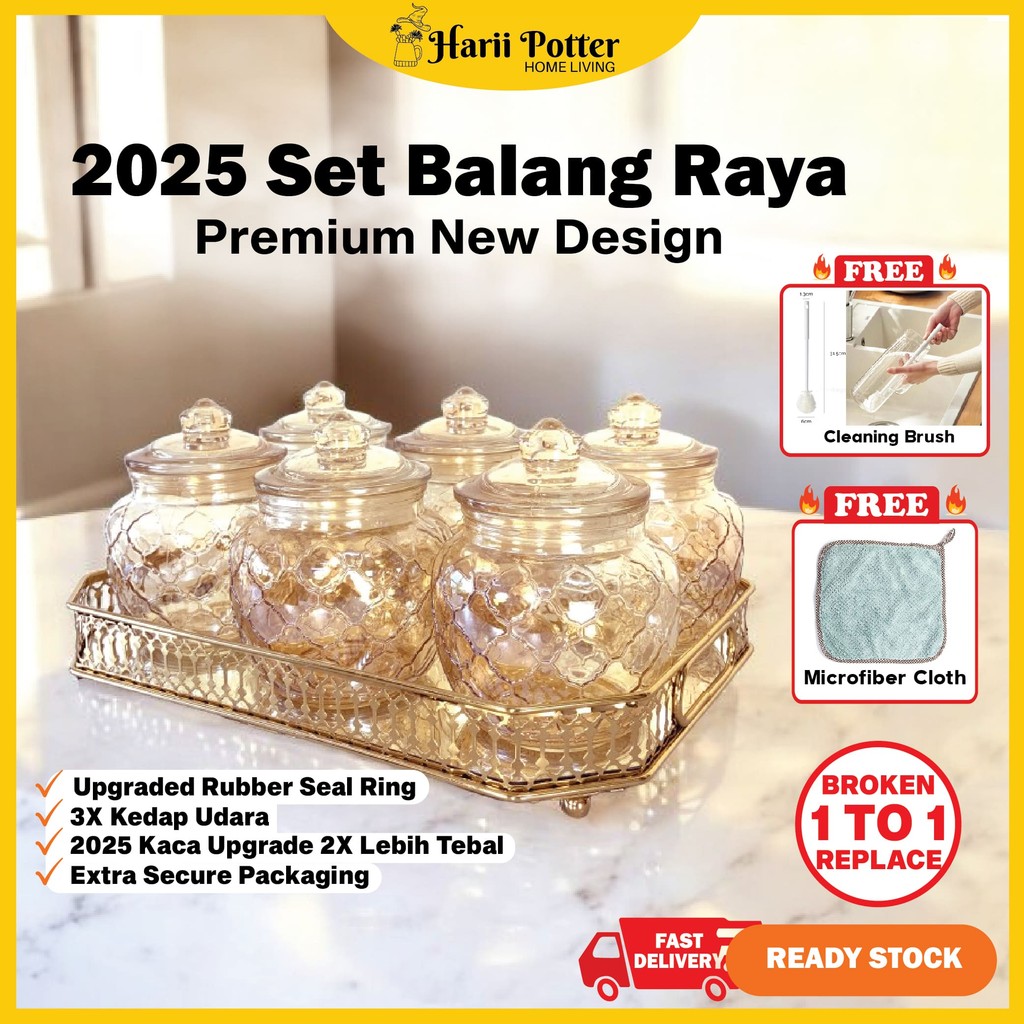 Set Balang Kuih Raya Kedap Udara Bekas Kuih Raya Set Viral 2025 Jar ...