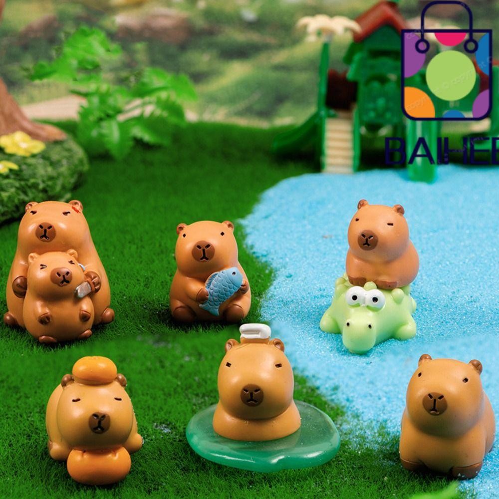BAIHEE Cartoon Capybara Statue, Resin Multicolor Miniature Capybara ...