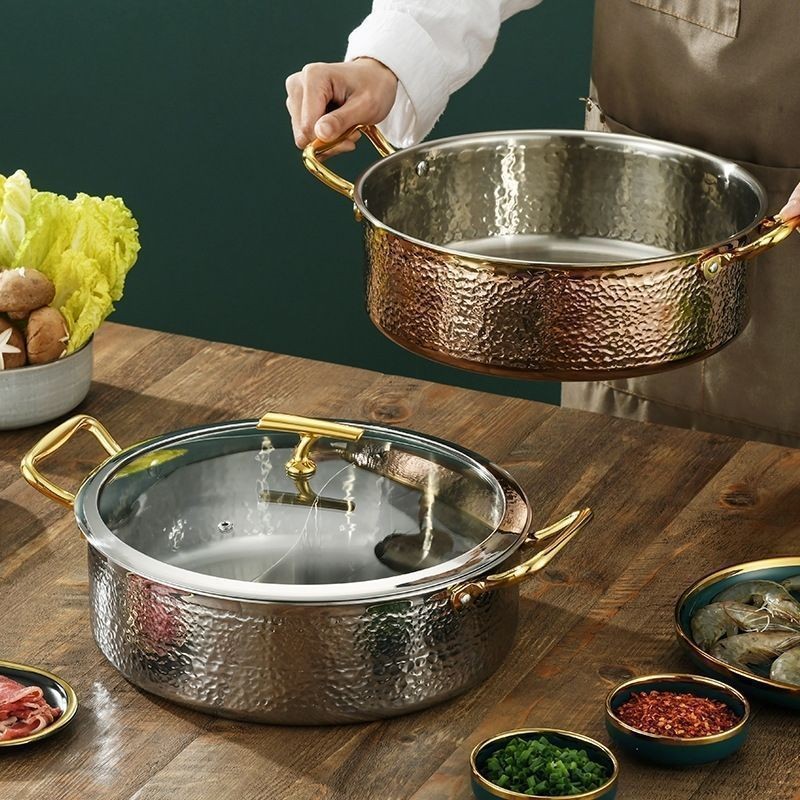 [7846 People Collection] 304 Stainless Steel Hammer Pattern Hot Pot ...