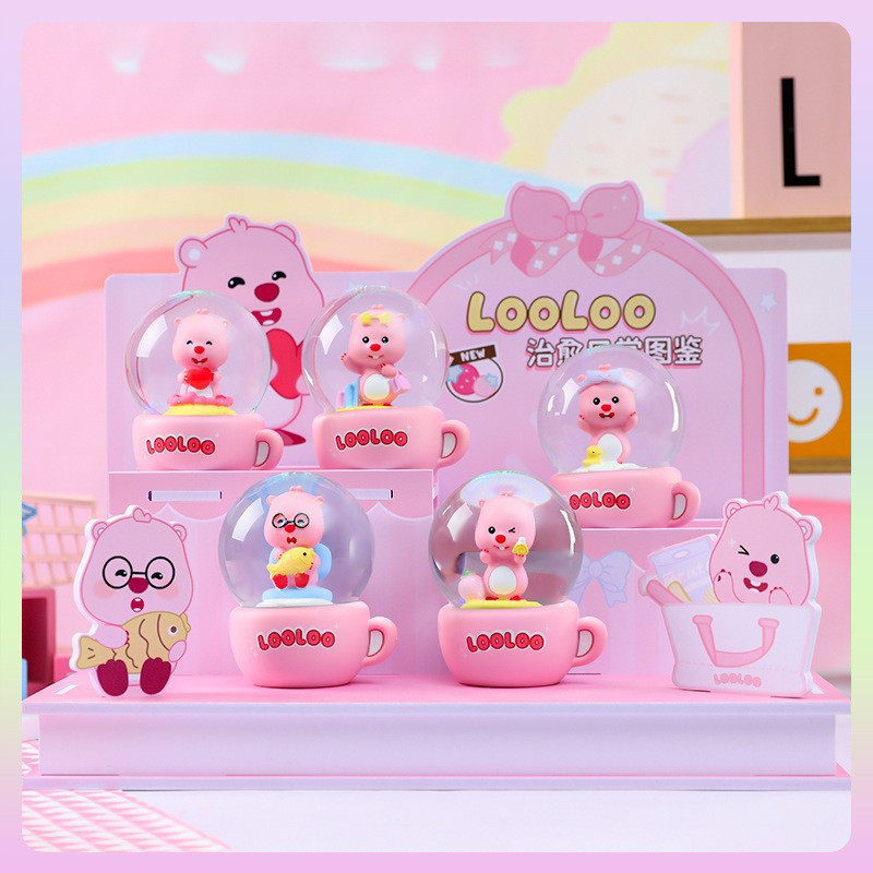 Cute pink Loopy crystal ball blind box toy figure room desk decoration ...