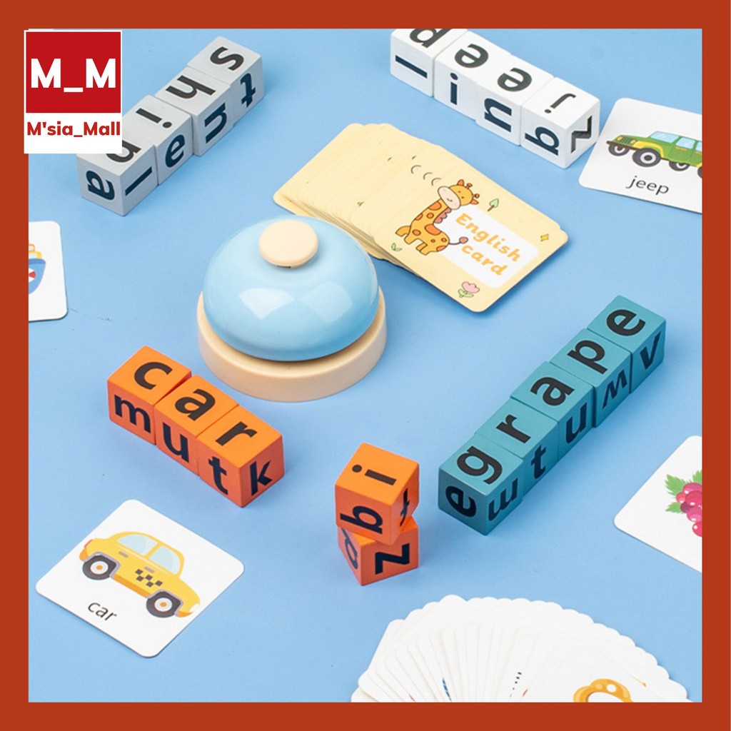 Large Letter Spelling Block Montessori Wooden Spell Word Toy Letter ...